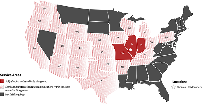Hiring Areas for Dynamic Transit, National Trucking Company